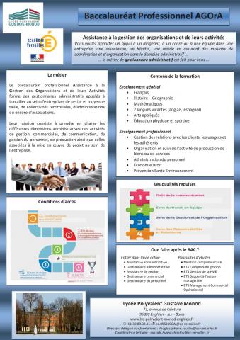 Baccalauréat Professionnel AGOrA, Assistance à la gestion des organisations et de leurs ...